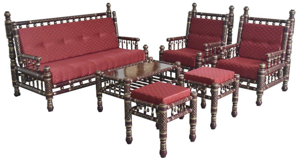 Sankheda Handcrafted Chair Sofa Set Six Pieces #55074 | DesiClik.com, USA