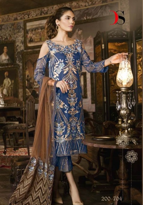 Stylish Blue Pakistani Indian Heavy Plazzo Salwar Kameez Suit 7 #35299 ...