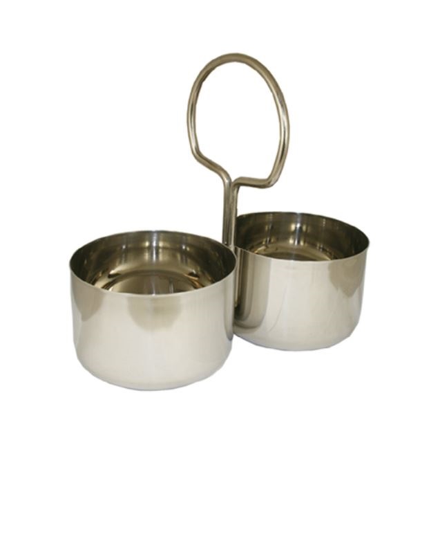 Stainless Steel Serving Container Caddy w/ 2 Bowls 4" #58847 | DesiClik ...