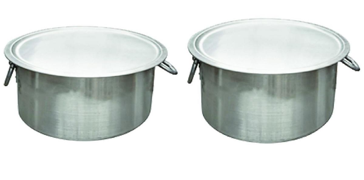 2 Pcs Large Aluminum Cooking Stock Pot w/ Lid for Catering 22" & 24 ...