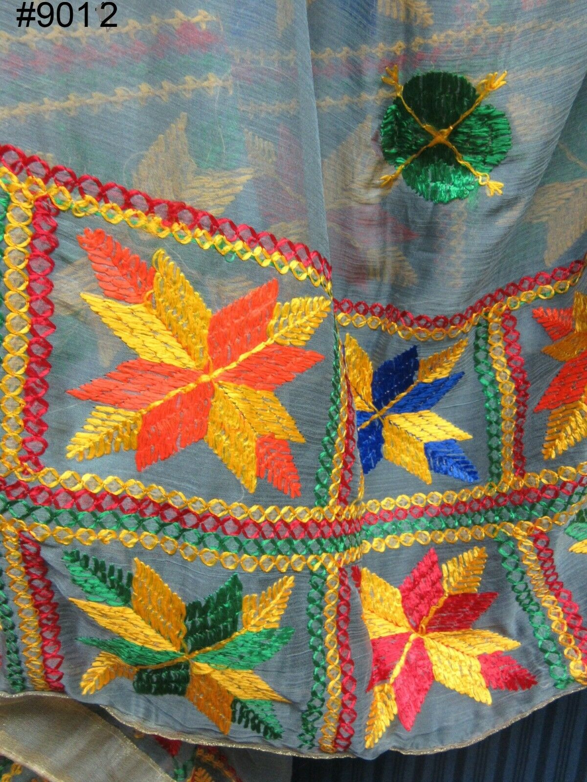 Phulkari 9013 Georgette Solid Color Phulkari Detail Dupatta Chunni ...