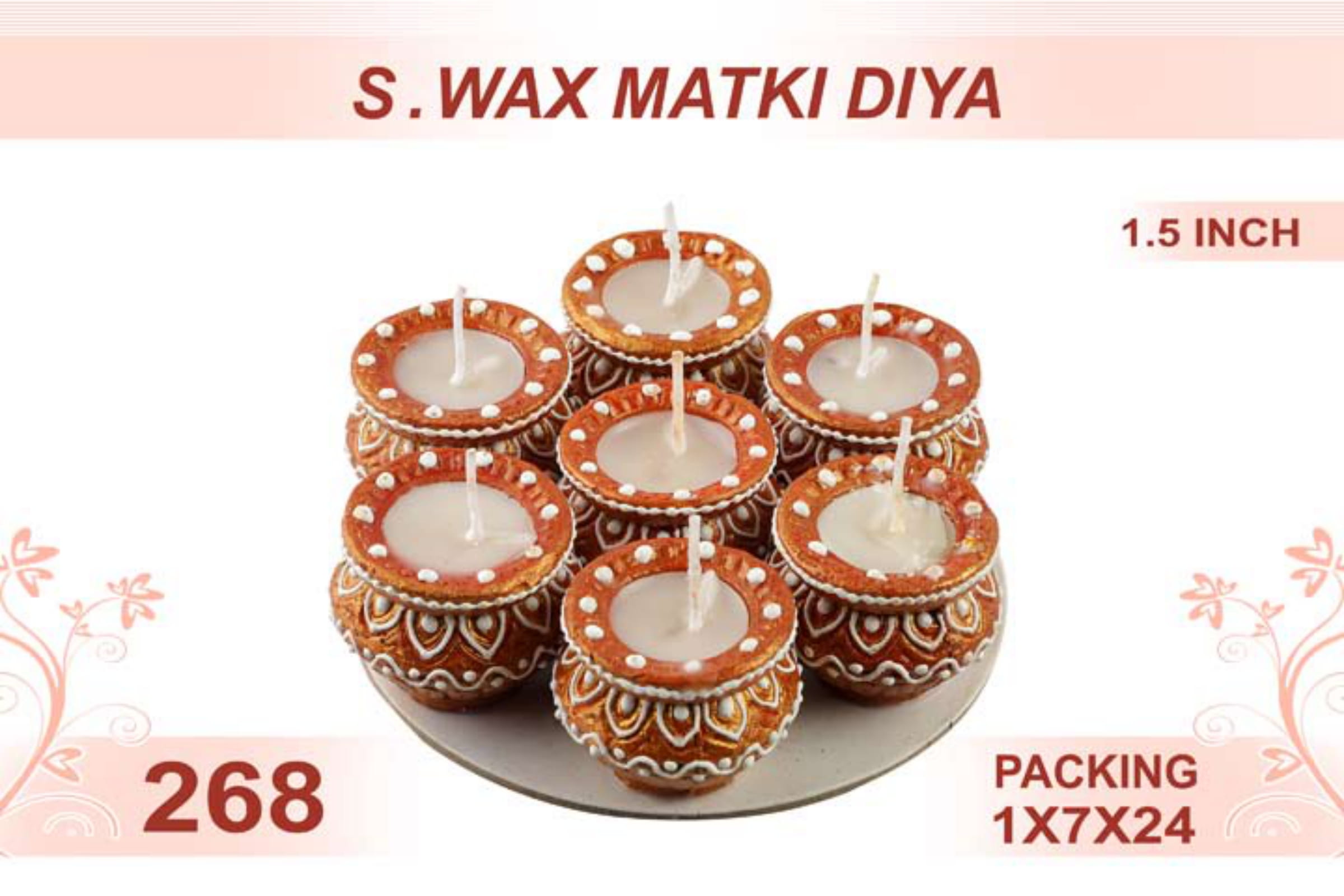 Small Wax Matki Diya 7pc 1.5inch #268 #56450 | Buy Diwali Clay Diya Online