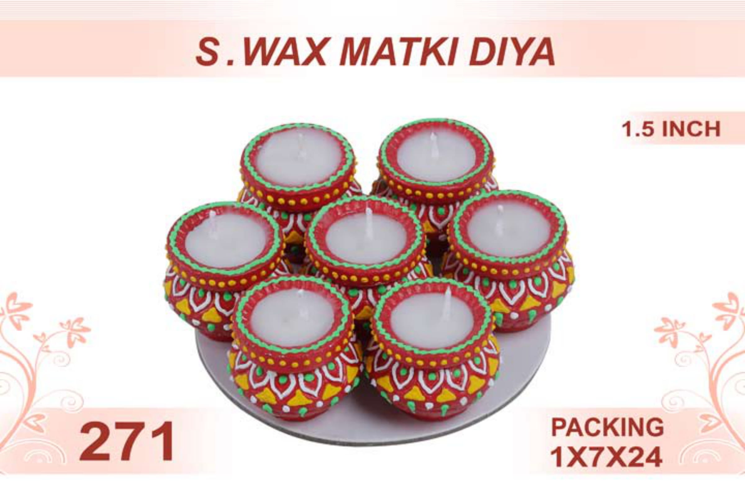 Small Wax Matki Diya 7pc 1.5inch #271 #56454 | Buy Diwali Clay Diya Online