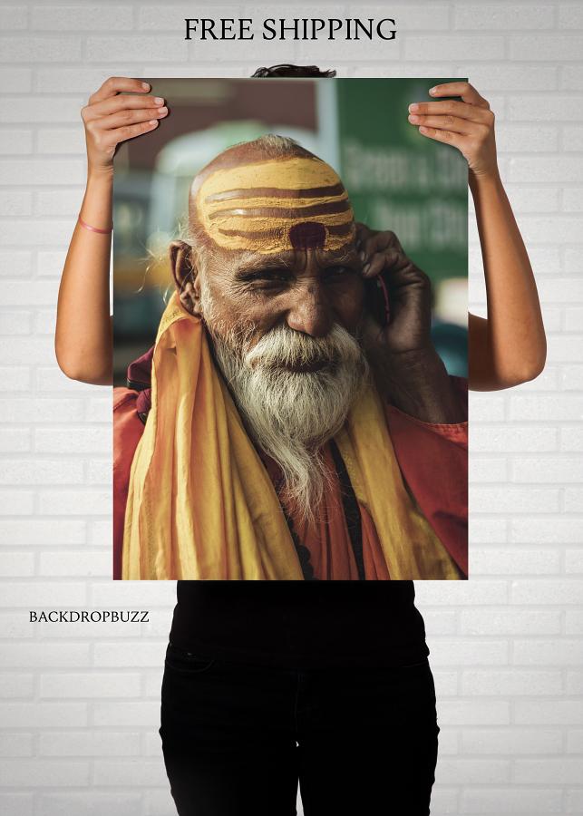 Indian Sadhu Baba Potrait Poster 18 × 28 inches #52175 | DesiClik.com, USA