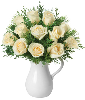Winter White Pitcher of Roses, Flowers & Bouquets #23245 | DesiClik.com ...