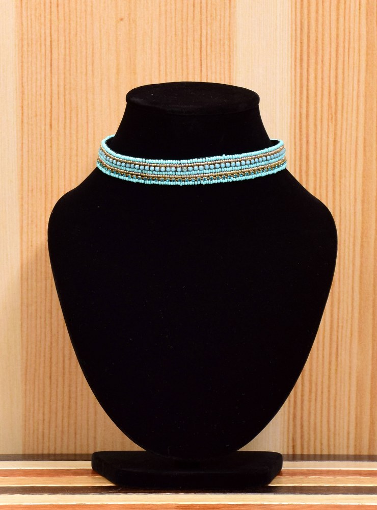Handmade Choker Necklace Bachelor Button Color #31194 | DesiClik.com, USA
