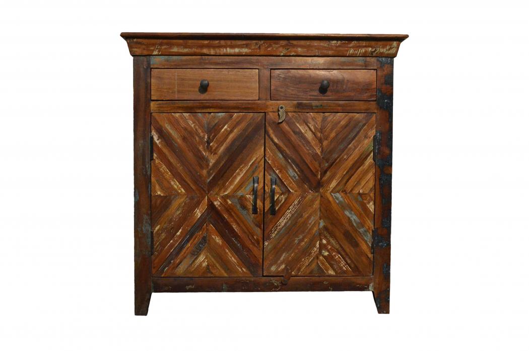 Antique Rustic Wood Free Standing Consol Storage Cabinet w/ Drawers ...