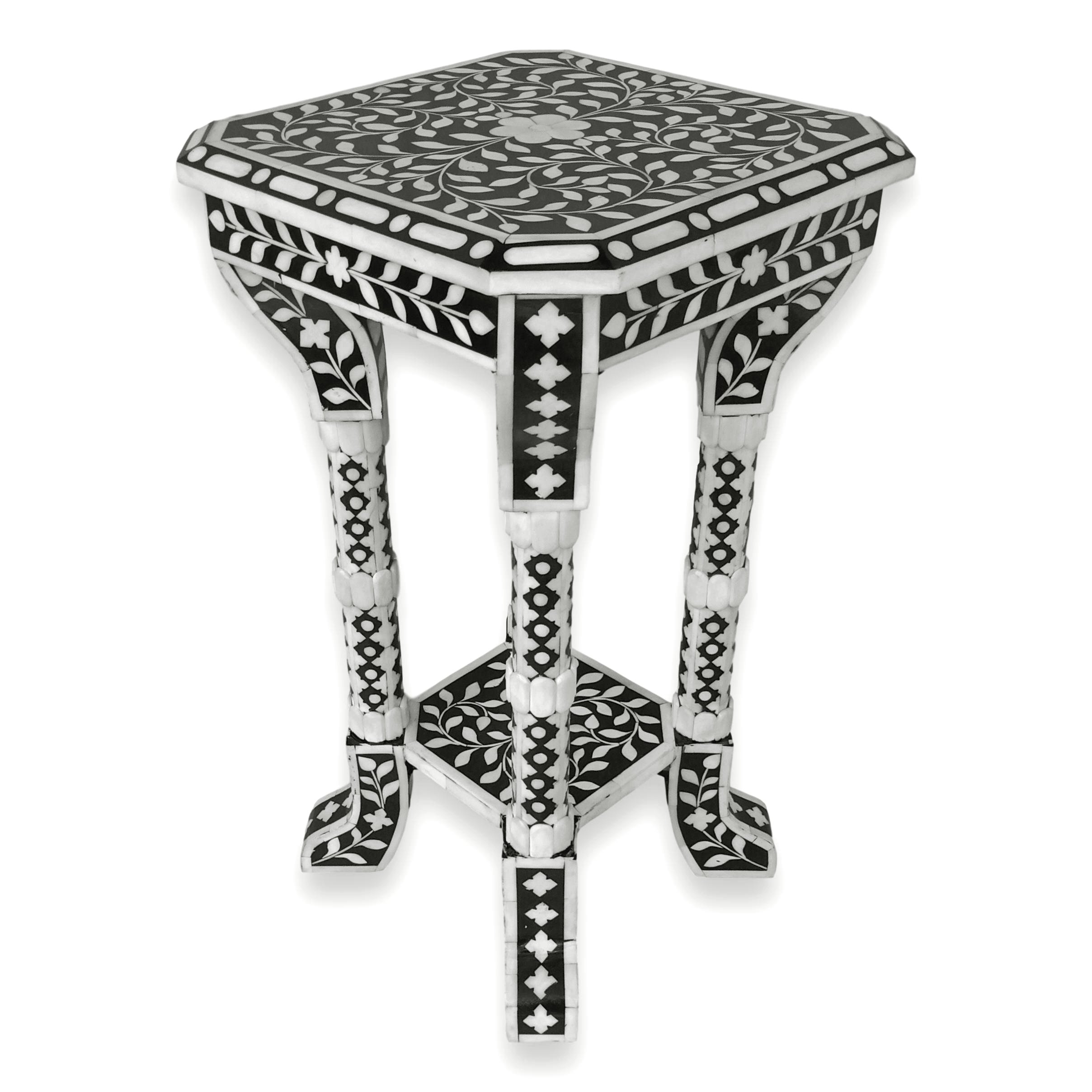 Floral Pattern Bone Inlay Accent Table #28420 | Buy Online @ DesiClik ...