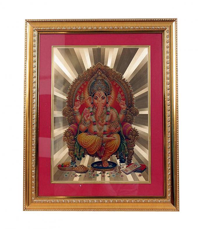 Gold Plated in 24 Carat Ganesha / Ganpati Wall Picture Frame 16" #28437 ...
