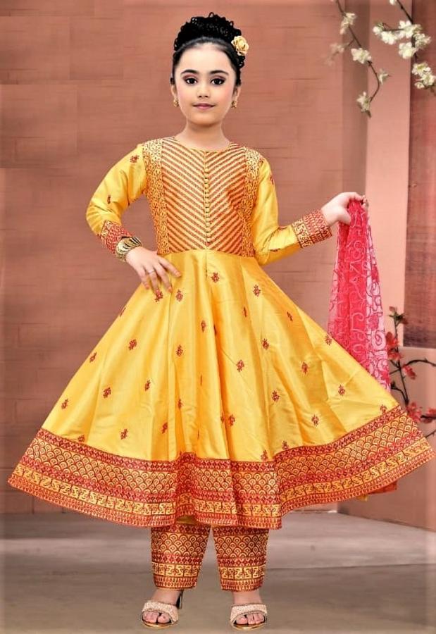 Girls Yellow Salwar Kameez w/ dupatta #44902 | DesiClik.com, USA