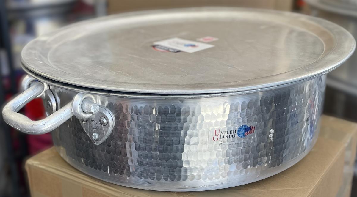 Big Aluminum Hammered Patila, Biryani Lagan/Brazier w/ Handle & Lid 32 ...