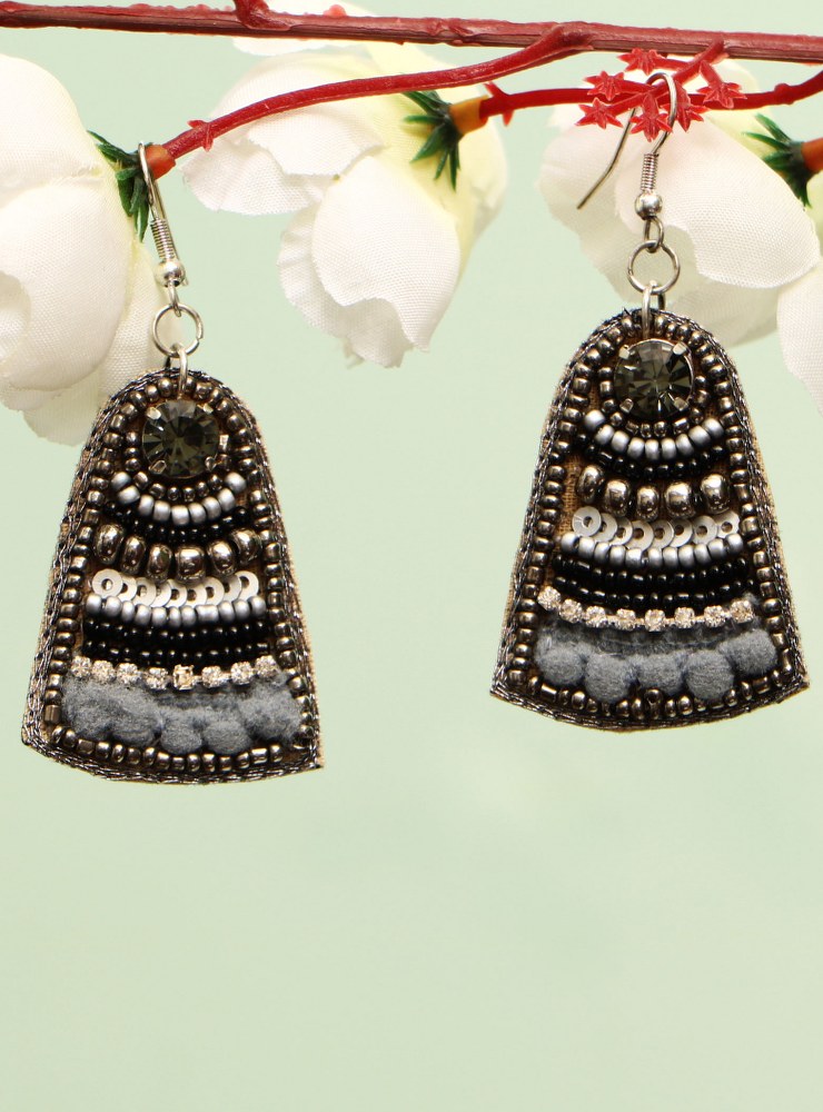 Chic Handmade Earrings Neutral Gray And Black Color #31158 | DesiClik ...