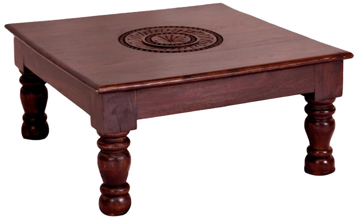 Handcarved Low Height Pidha Table Stool 21" #59219 | DesiClik.com, USA