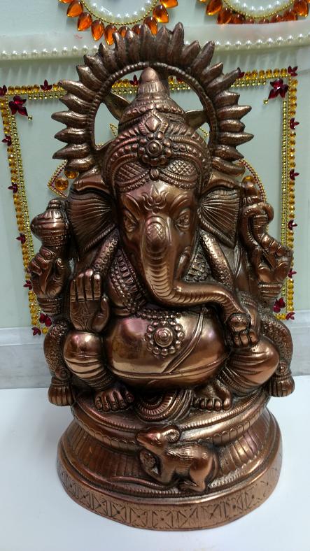 Large Artistic Bronze Metal Copper Ganesha Idol 10" #28553 | DesiClik ...