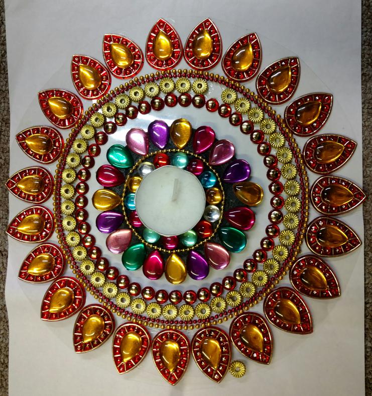 Round Festive Traditional Design Rangoli for Diwali Decor 9" #29326 ...
