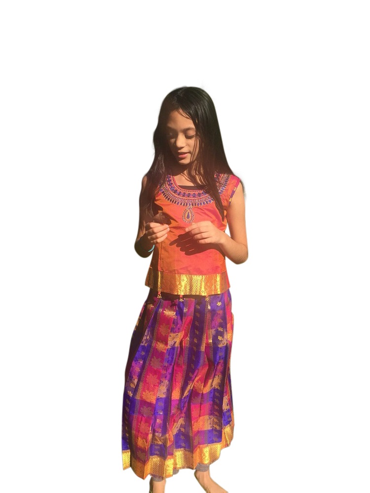 Beautiful Doublecolored Pattu Blouse and Langha set 6 to 9 Years #38411 ...