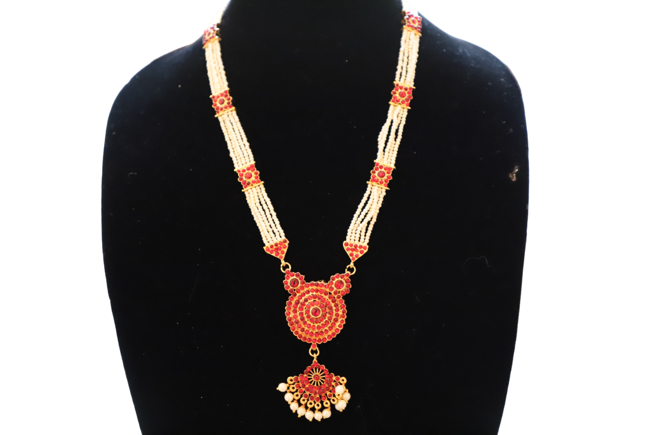 4 Line Traditional Red Long Haram #60188 | DesiClik.com, USA