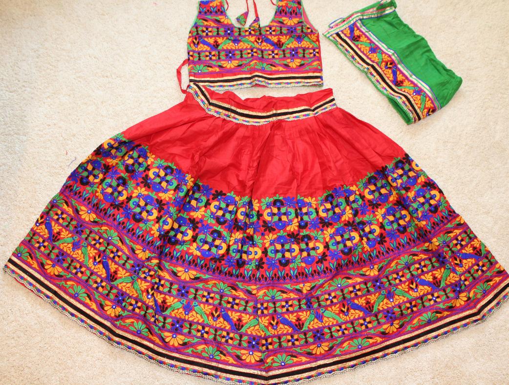 Red Emroidered Raas Garba Chaniya Choli M/L #28745 | DesiClik.com, USA