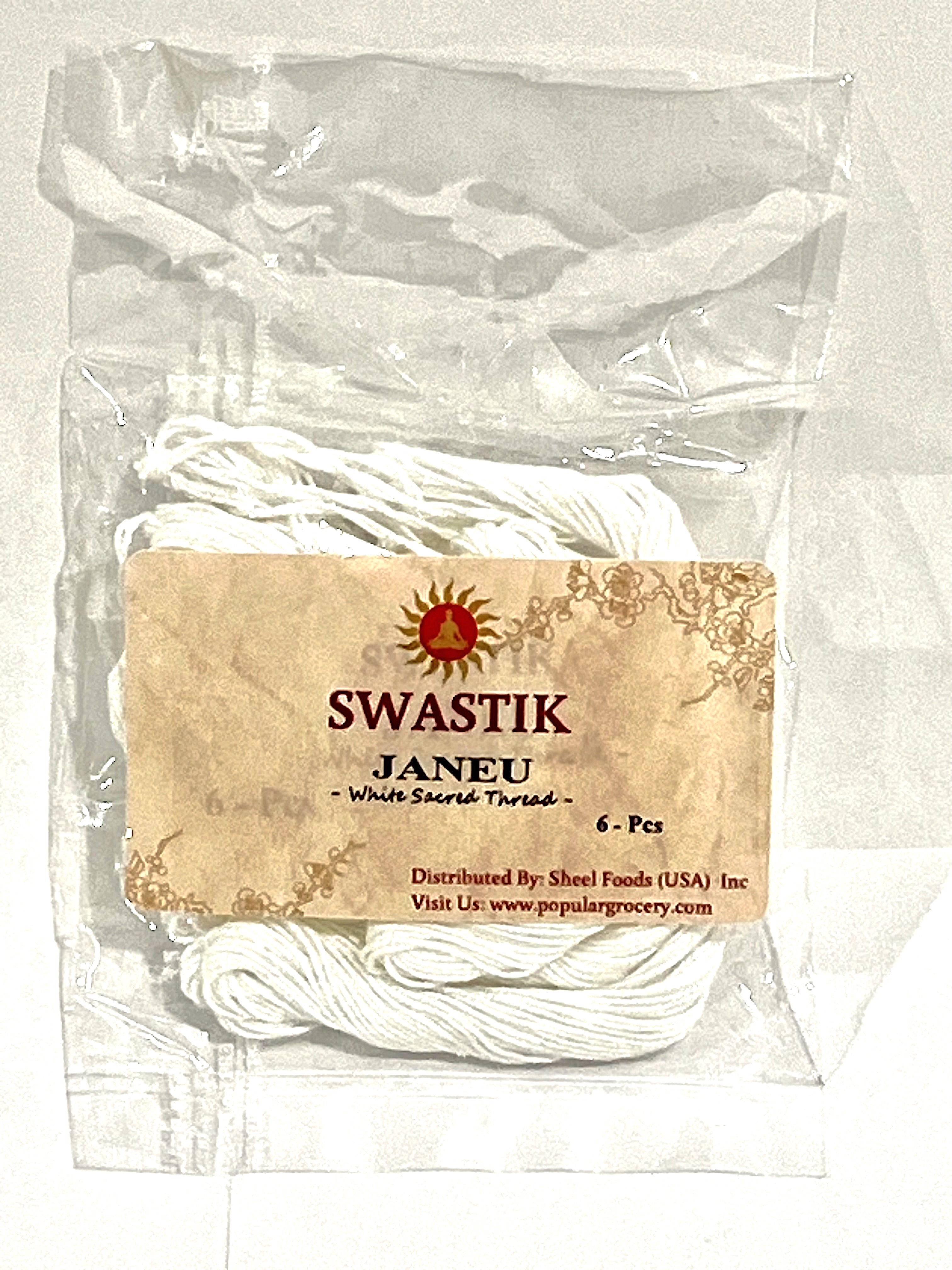 Swastik - Janeu - White Sacred Thread - 6 Pcs #60102 | DesiClik.com, USA
