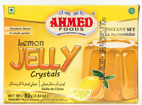 AHMED Halal Jello Vegetarian Crystal Jelly, Lemon, 70g #54486 | DesiClik.com, USA