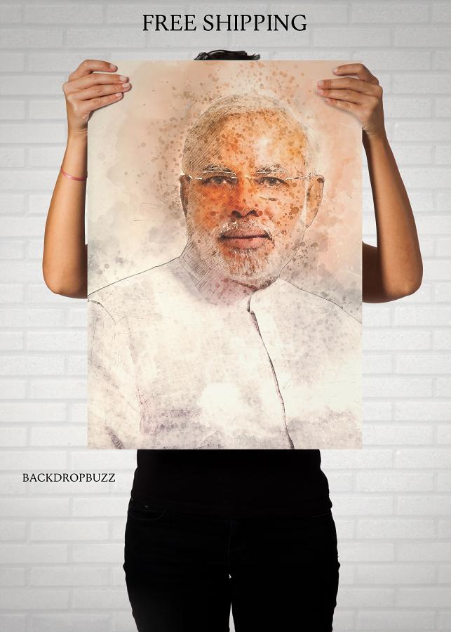 Modiji Artwork Potrait Poster 18 × 28 inches #52329 | DesiClik.com, USA