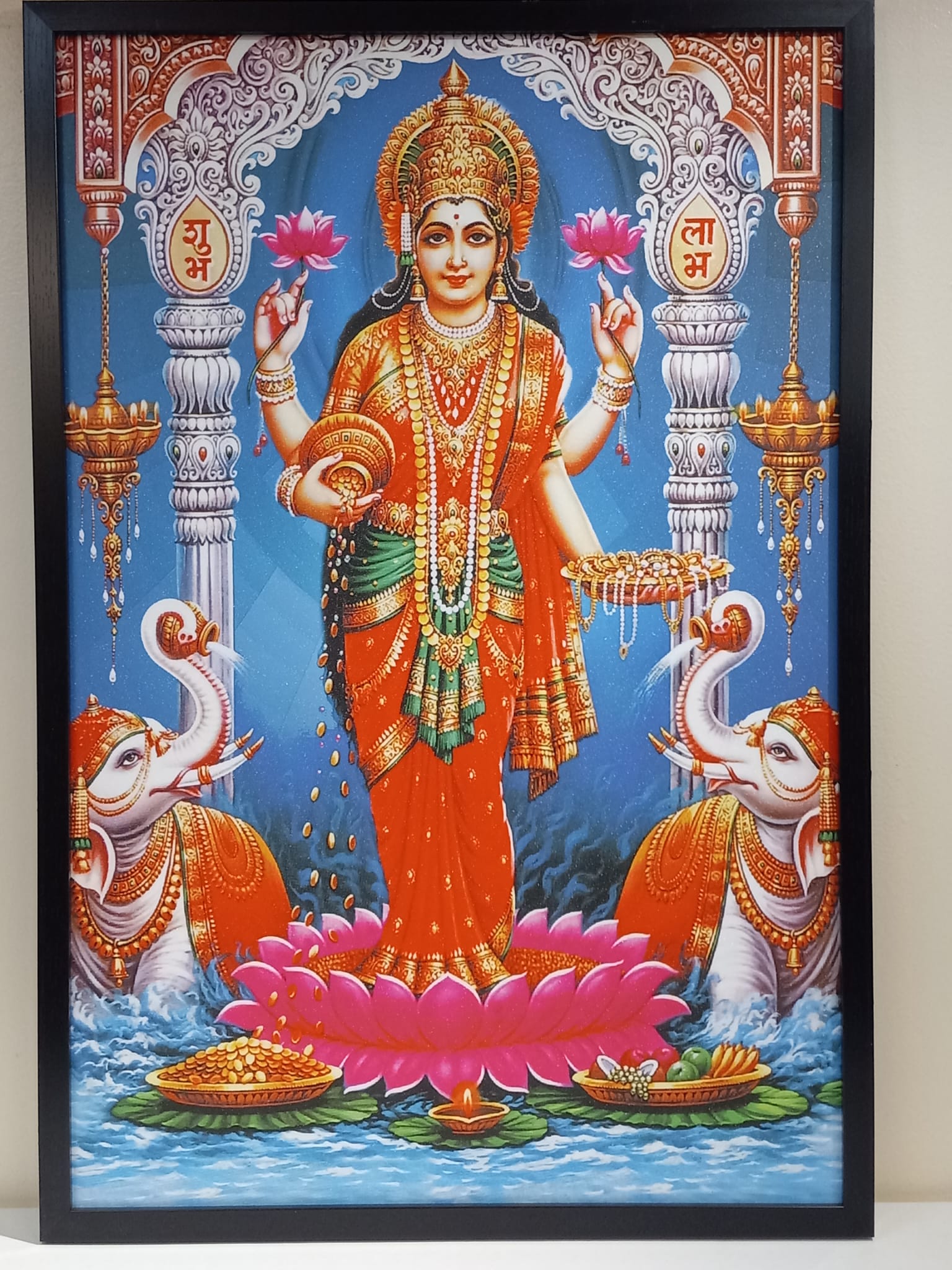 Beautiful Wooden Framed Canvas Print Picture of Maa Lakshmi # 2 - 23 x ...