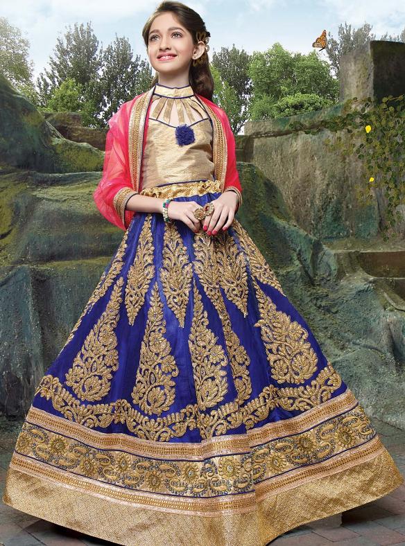 Royal Blue Princess Lehnga Choli w/ Red Dupatta 8 to 11 years #27296 ...