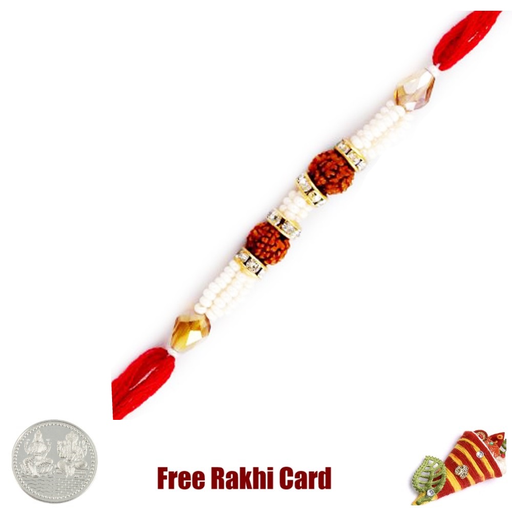 Fancy Rudraksh Rakhi With Free Silver Coin, RAKHI GIFTS TO USA #25172 ...
