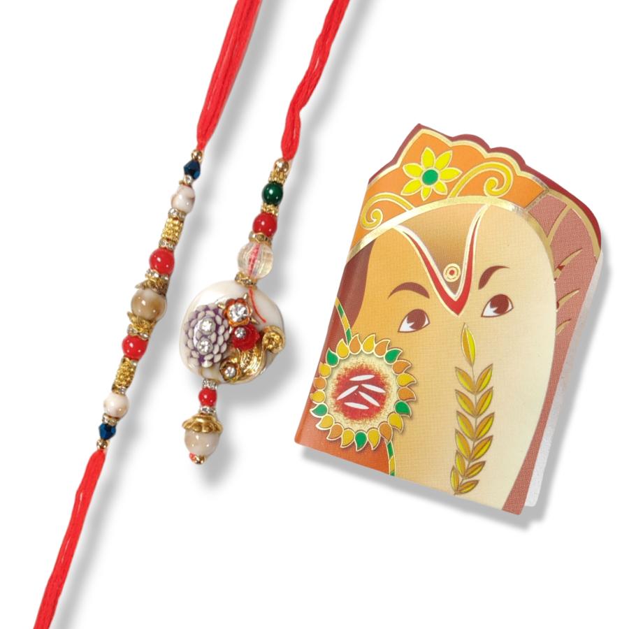 Elegant Couple Rakhi With Beautiful Beads + Roli & Chaval #54663 ...