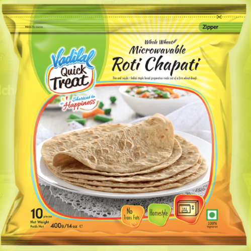 Vadilal Microwavable Roti Chapati (Whole Wheat) - 400g / 10 pcs #48002 ...
