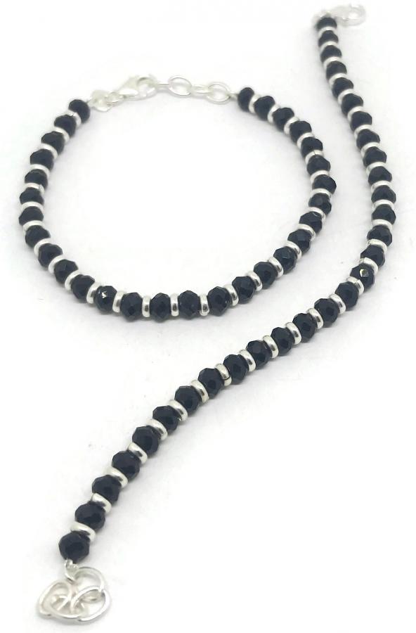 925 Sterling Silver New Born / Toddler Kids Black Beads Najariya ...