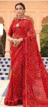 Georgette Sari Red printed #43459 | Buy Georgette Saree Online