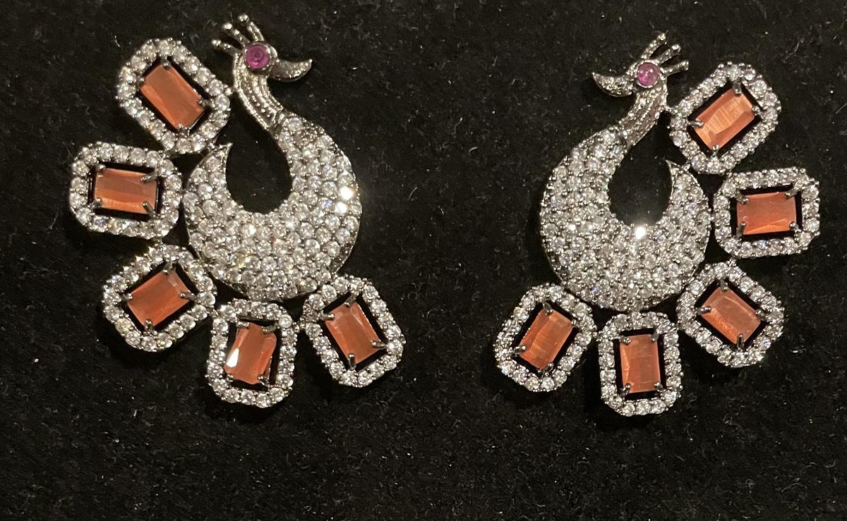 AD Stone Polki Earrings #53767 | DesiClik.com, USA