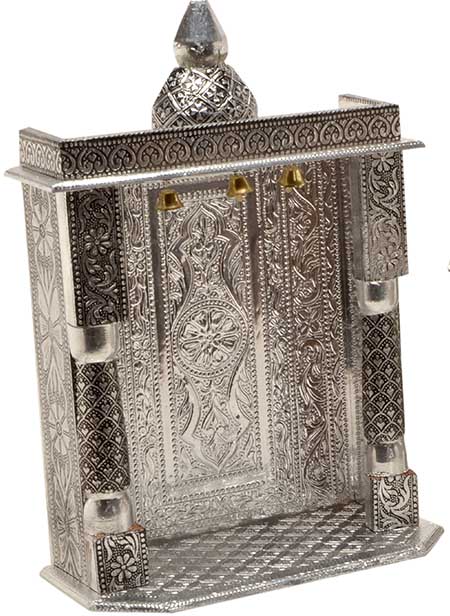 Silver Mini Mandir Indian Office / Home Pooja - 10 #25703 | DesiClik ...