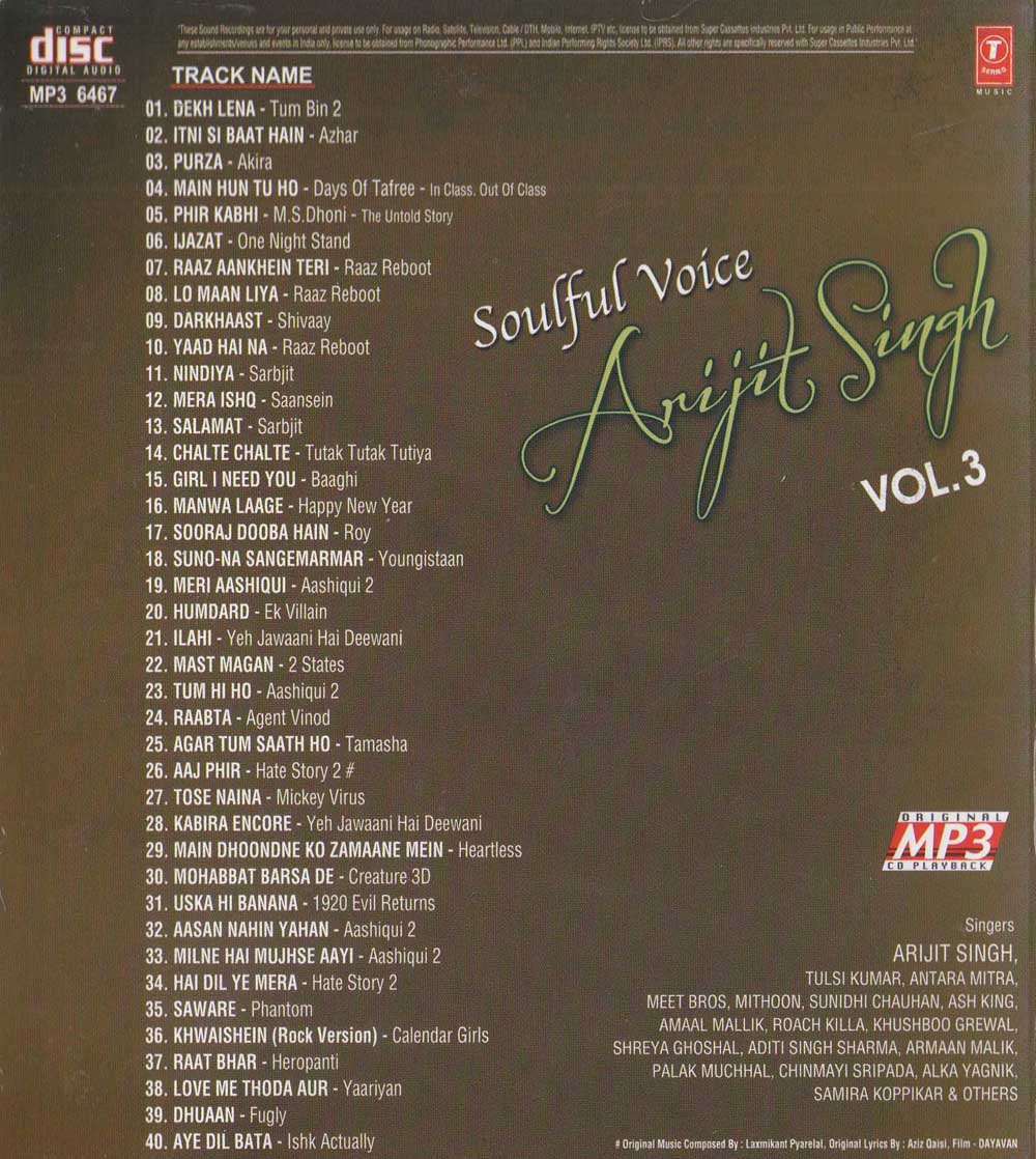 Soulful Voice Arijit Singh Vol 3 Hindi MP3 #27527 | DesiClik.com, USA