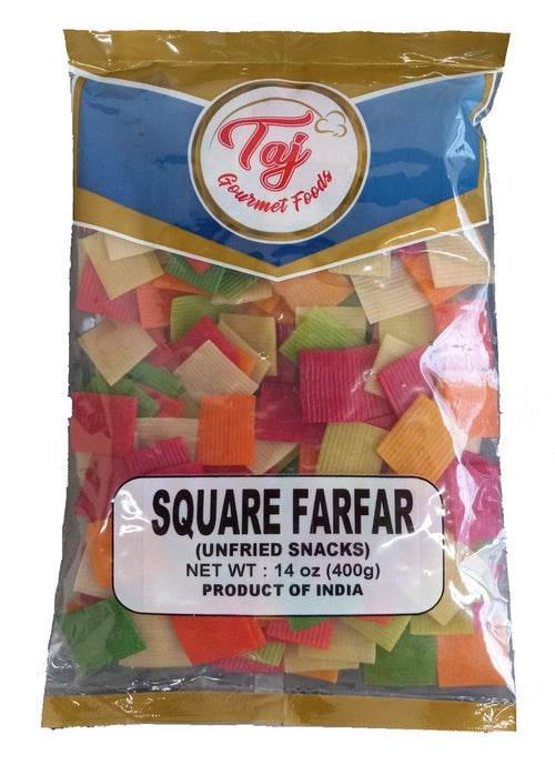 TAJ Fryums Farfar Square Unfried Snacks, 400gm #51412 | DesiClik.com, USA