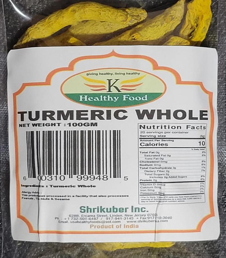HEALTHY FOODS TURMERIC WHOLE 100GM #52918 | DesiClik.com, USA