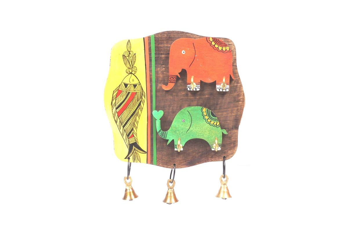 Hand Painted Trendy Wood Elephant Key Holder #53927 | DesiClik.com, USA