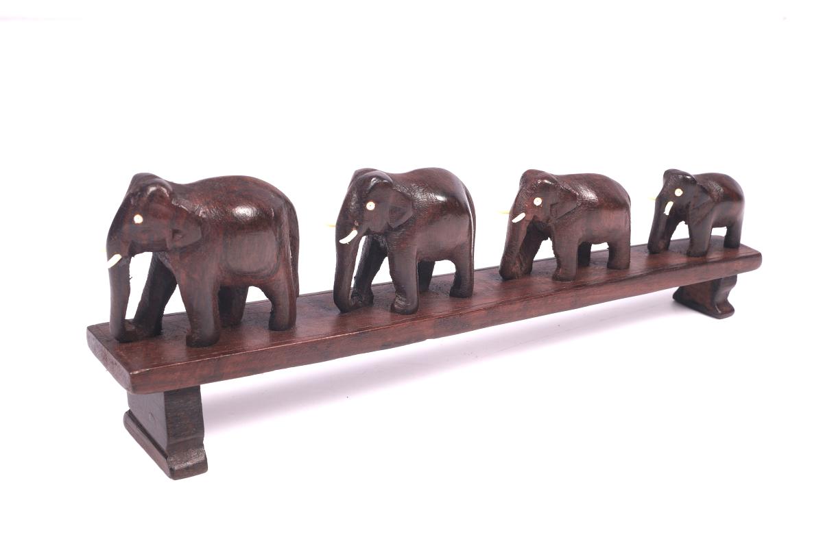 Rosewood Hand Crafted Four Elephants Bridge #54014 | DesiClik.com, USA