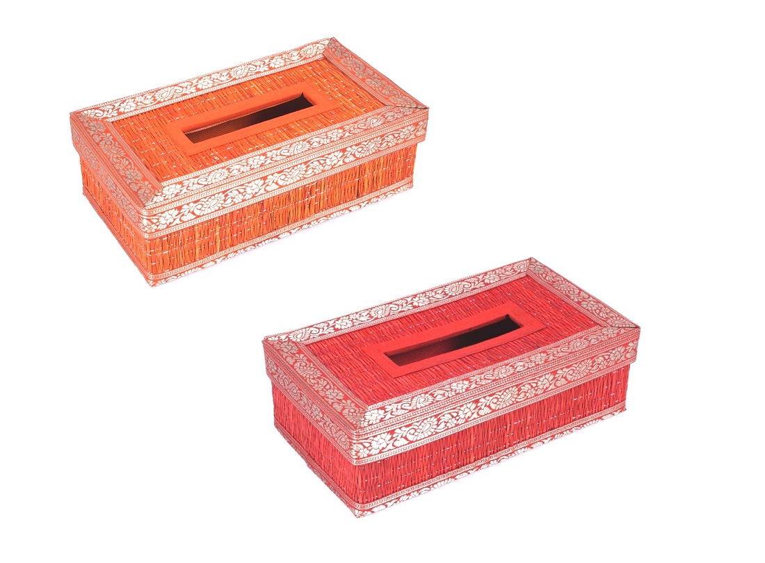Handmade Kora Grass Tissue Box #54930 | DesiClik.com, USA