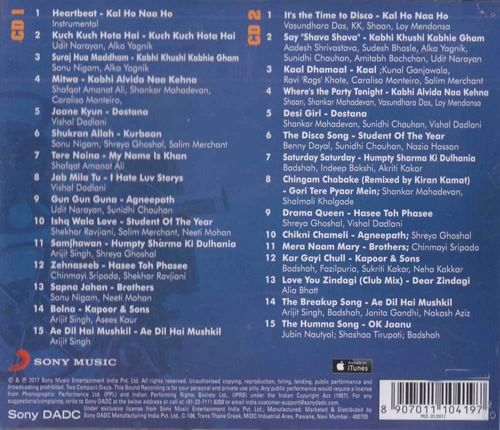 The Best Of Dharma Productions Hindi (a Set Of 2 Cd's) #26980 ...