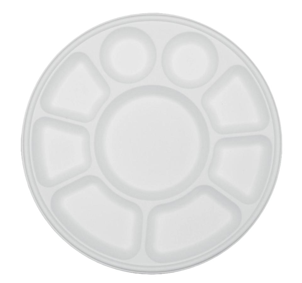 Eco-Friendly 9 Compartment Thali Biodegradable White Plates - 100 Pack ...