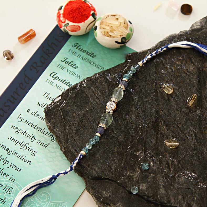 Designer Lolite Stone Work Rakhi #34204 | DesiClik.com, USA