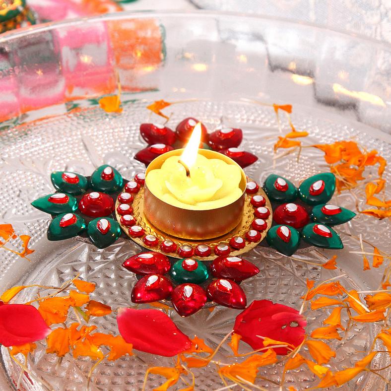 Beautiful Floral Diya for Festive Spirit #29400 | DesiClik.com, USA