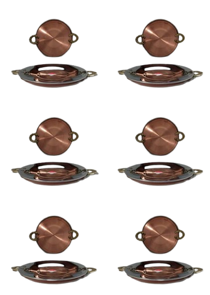 6 Pcs - Copper Stainless Steel Tawa for Serving Ware (Plain) - 2 Sizes ...
