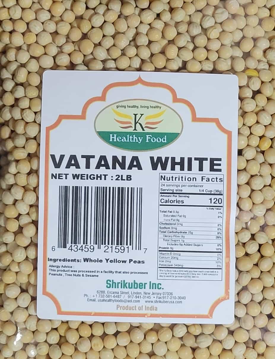 HEALTHY FOODS VATANA WHITE (YELLOW PEAS) 2LB #52948 | DesiClik.com, USA