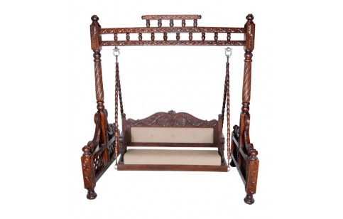 Carved Indian Swing / Jhula - Dark Brown Sheesham #21973 | DesiClik.com ...