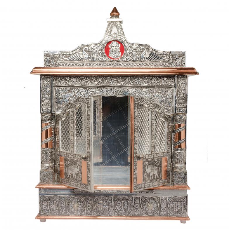 Hindu Puja Mandir/Temple, Indian Religious Altar w/ Doors 25 X 10 X 31 ...