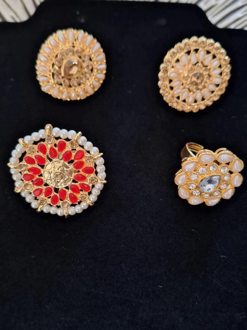 Traditional Gold Plated Set Of 4 Alloy Finger Ring Combo #59193 ...