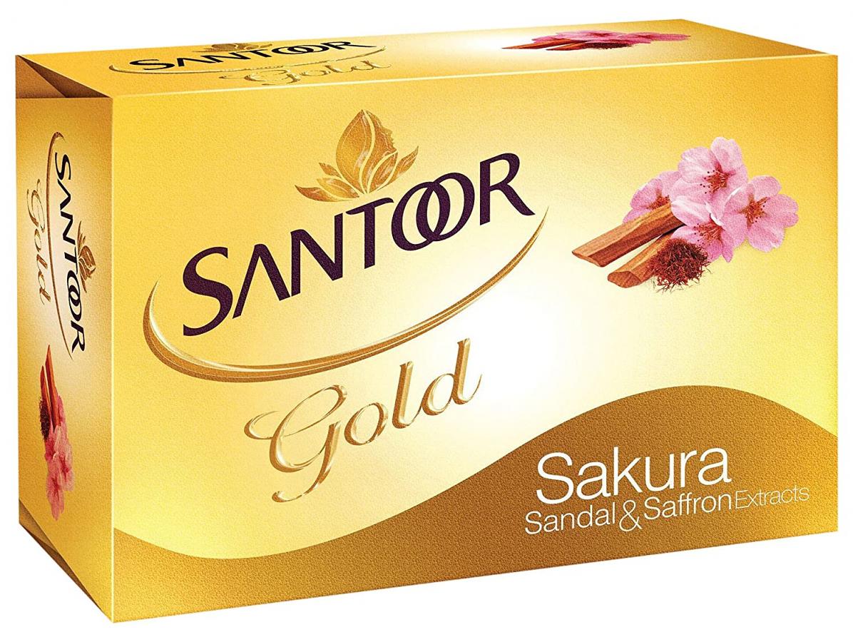 Santoor Gold Soap- With Saffron, Sandal & Sakura Extract 125 gms #49770 ...